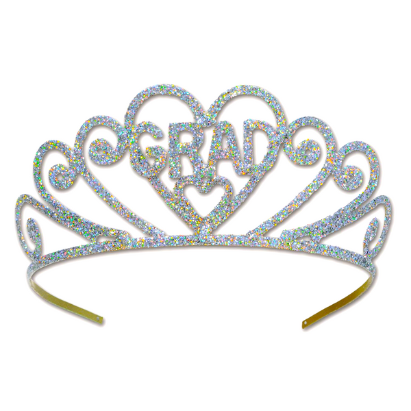 Glittered Metal Grad Tiara (Each) – Mardi Gras Spot