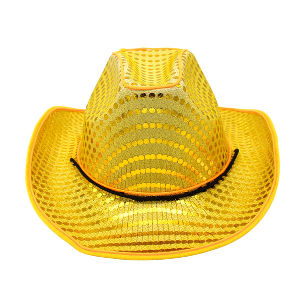 Yellow Sequin LED EL Wire Cowboy Hat (Each) – Mardi Gras Spot