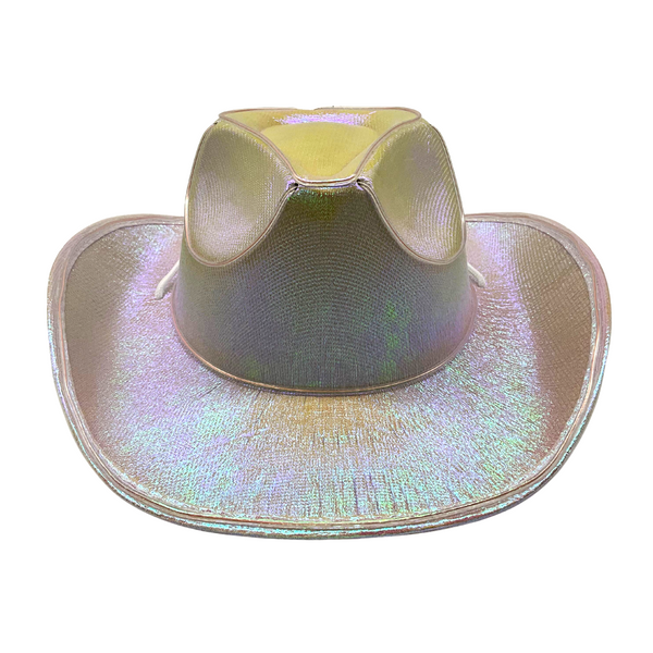 White Holographic LED EL Wire Cowboy Hat (Each) – Mardi Gras Spot