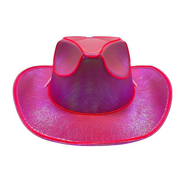 Pink Holographic LED EL Wire Cowboy Hat (Each) – Mardi Gras Spot