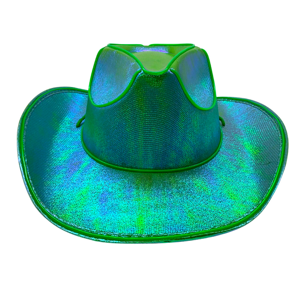 Green Holographic LED EL Wire Cowboy Hat (Each) – Mardi Gras Spot