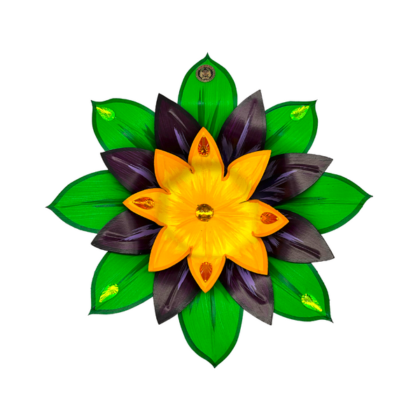 20" Orpheus 2025 Purple, Green, and Gold Signature Flower with Gem Sto ...