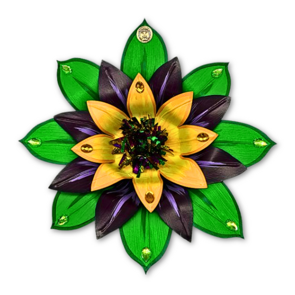 20" Orpheus 2025 Purple, Green, and Gold Signature Flower with Gem Sto ...