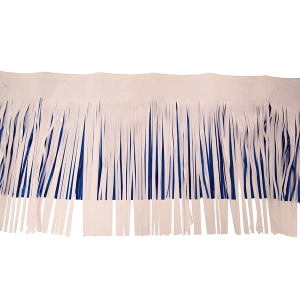Dark Blue & White Vinyl Fringe 15" X 10' (Pack) – Mardi Gras Spot