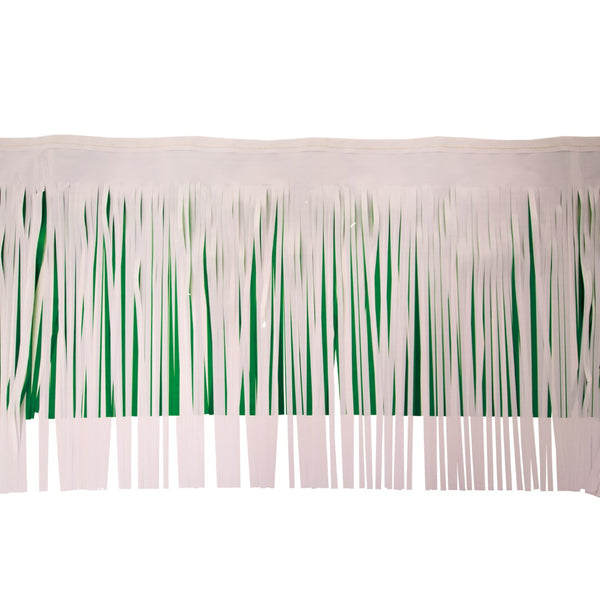 Grass Green & White Vinyl Fringe 15" X 10' (Pack) – Mardi Gras Spot