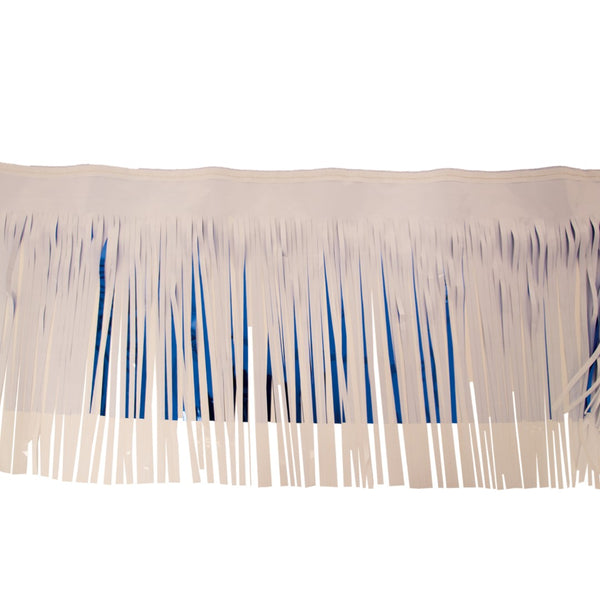 Metallic Blue & Vinyl White Fringe 15" X 10' (Pack) – Mardi Gras Spot