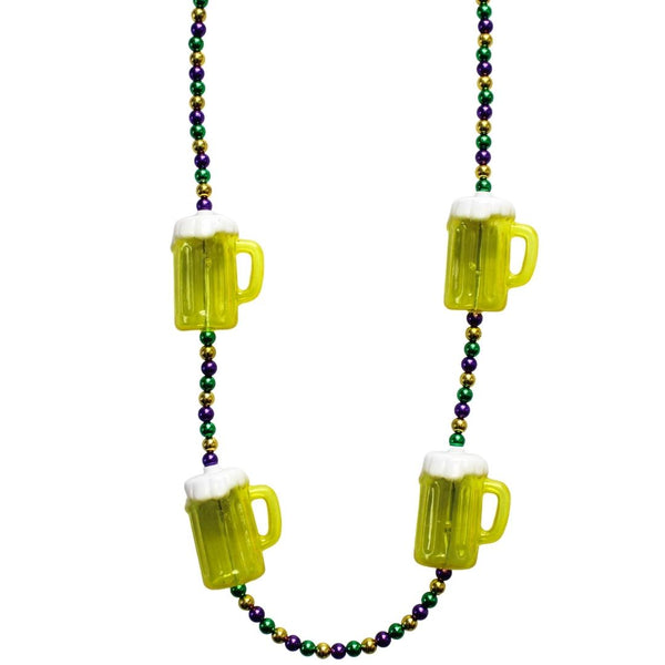 LED Mardi Gras Beer Mug Necklace with White Lights - 3 Flashing Modes ...