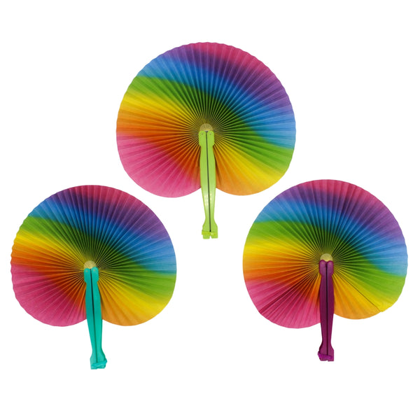 10" Rainbow Folding Paper Fan (Dozen) – Mardi Gras Spot