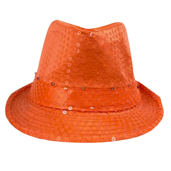 Neon Orange LED Fedora with 14 White Lights (Each) – Mardi Gras Spot